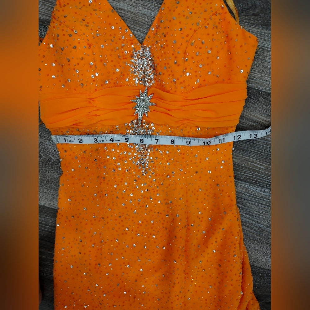 Riva Designs Women's Orange Formal Gown W/ Rhinestone… - Gem